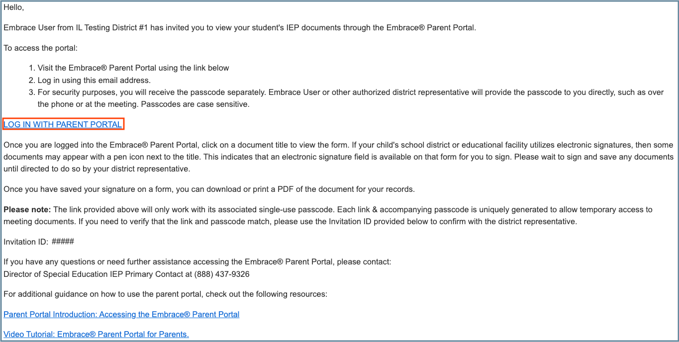 Embrace Education Parent Portal