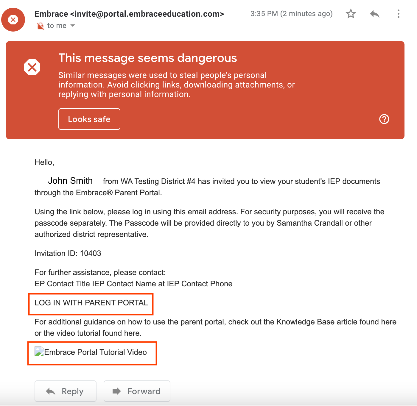 Embrace Education Parent Portal